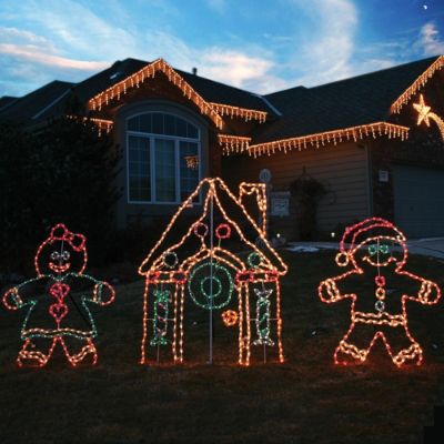 Lighted Outdoor Gingerbread House JUMBO GINGERBREAD SET