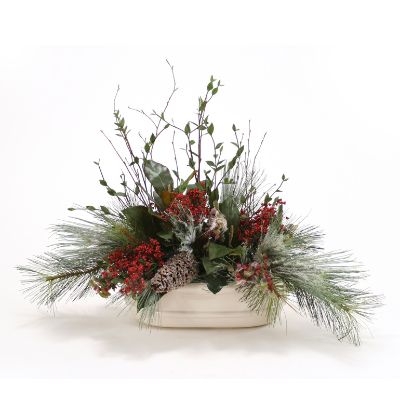 Red Berries with Foliage in Planter | Frontgate