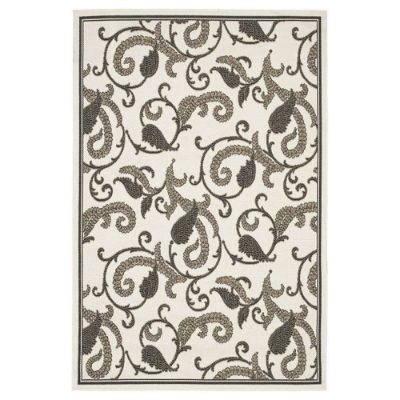 Persian Scroll White/Black 8'6" Round Outdoor Rug | Frontgate