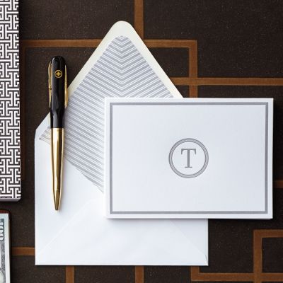 Set of 25 Personalized Circle Initial Notecards | Frontgate