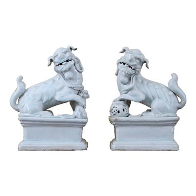 Set of White Porcelain Foo Dogs | Frontgate