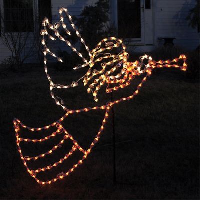 Lighted Outdoor Angel with Horn | Frontgate