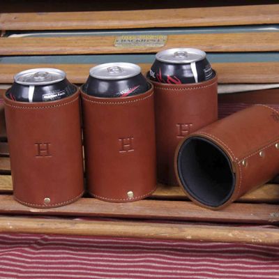 Personalized Leather Can Caddies, Set of Four | Frontgate