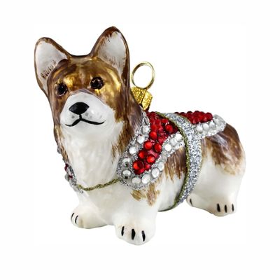 Diva Dog Pembroke Welsh Corgi in Crystal Coat Ornament | Frontgate