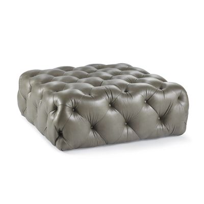 Leonard Tufted Leather Ottoman | Frontgate
