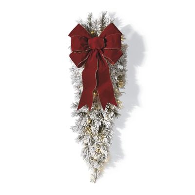 Flocked Norway Teardrop Swag with Meteor Lights | Frontgate