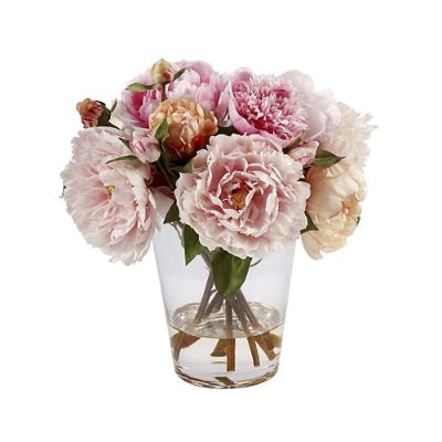 Peony in Glass Vase | Frontgate