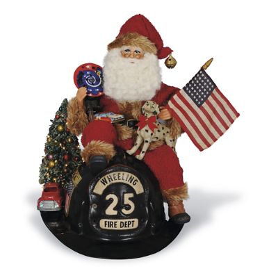 Lighted Firehouse Santa Figure | Frontgate