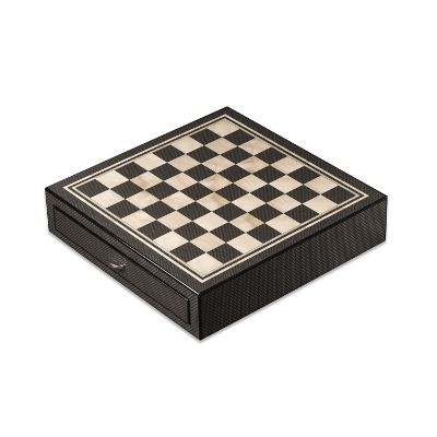 Carbon Fiber and Mother-of-Pearl Chess Set | Frontgate
