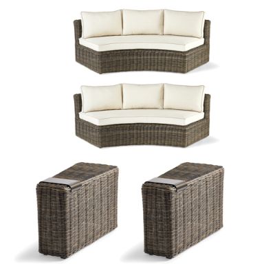 Hyde Park Curved Modular Seating in Ocean Grey Finish | Frontgate