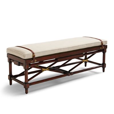 Campaign Bench with Linen Cushion | Frontgate