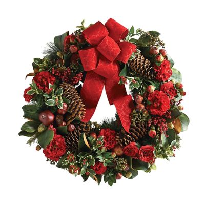 Williamsburg Pine and Camellia Wreath | Frontgate