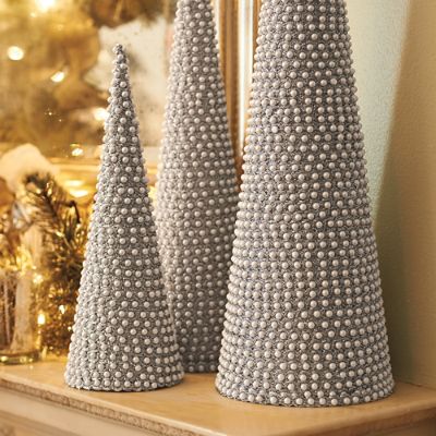 Set of Three Pearl Beaded Cones | Frontgate