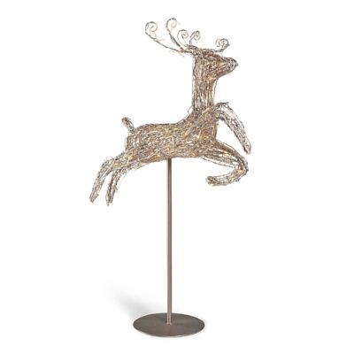 Lighted Rattan Leaping Reindeer | Frontgate