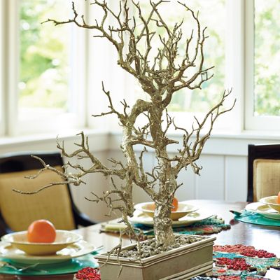 Glitter Manzanita Tree with Micro Lights | Frontgate