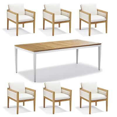 Brizo 7-pc. Rectangular Teak/Aluminum Dining Set | Frontgate