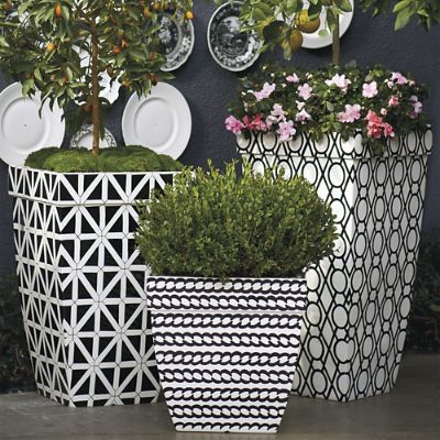 Madison Planters in Black and White | Frontgate