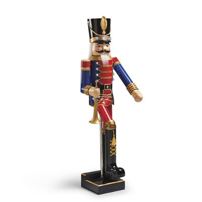 Marching 5-ft. Nutcracker with Horn | Frontgate