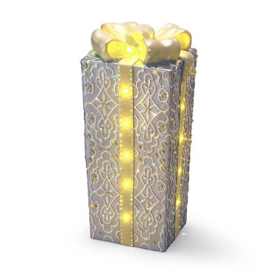 Silver Taper Icy Fiber-optic Gift Box | Frontgate