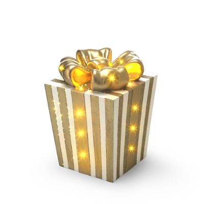 Gold Stripes Icy Fiber-Optic Gift Box | Frontgate