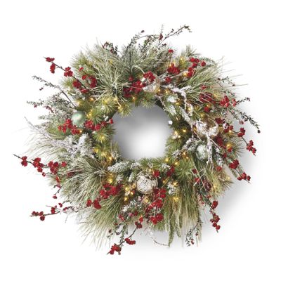 Christmas in Connecticut Cordless Pre-Decorated Wreath | Frontgate