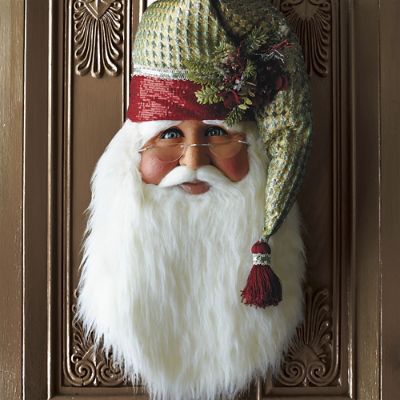 Green Shimmer Santa Head | Frontgate