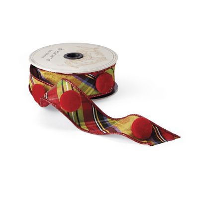 McFarland Plaid Ribbon with Red Velvet Buttons | Frontgate