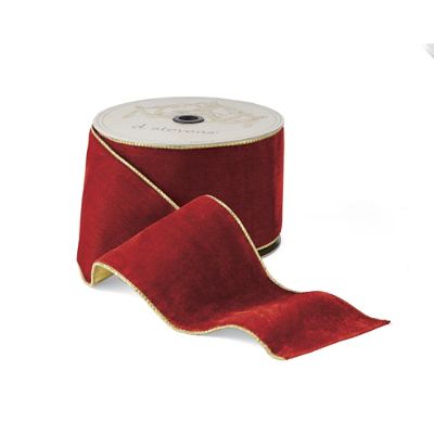 Red Velvet Ribbon with Gold Trim | Frontgate