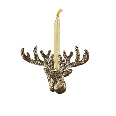 Gold Glitter Stag Head Ornaments Set Of Six Frontgate