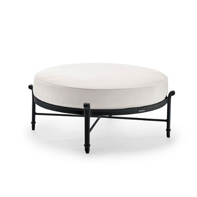 Grayson Round Ottoman with Cushion in Black Finish | Frontgate