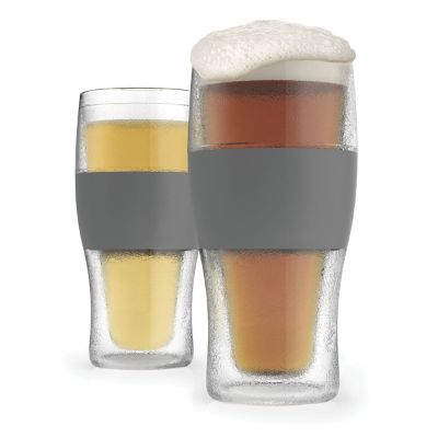 FREEZE Cooling Pint Glass Set with Insulated Grip & Gel Technology for ...