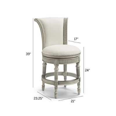 Chapman Swivel Bar & Counter Stool with Rolled Back & Nailhead Trim