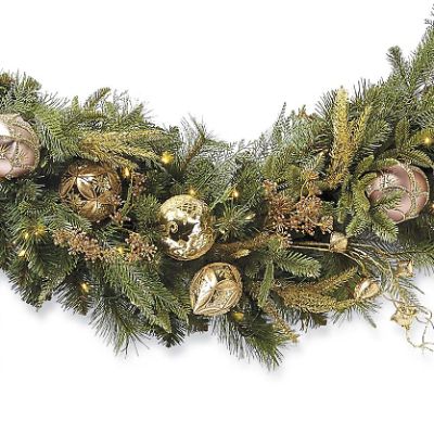 Shades of Gold Pre-Decorated Garland | Frontgate