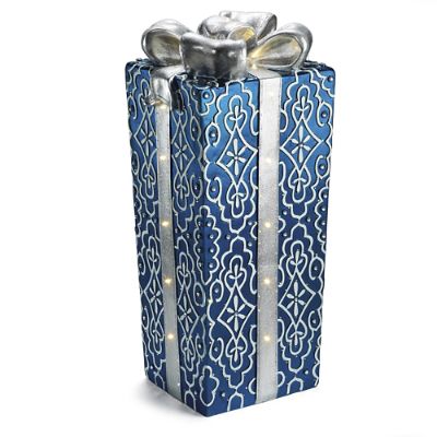 Blue with Damask Pattern Fiber-optic Gift Box | Frontgate