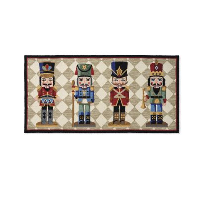Checkered Nutcrackers Door Mat & Hand-Hooked Polypropylene for Indoor ...