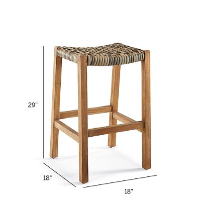 Isola Backless Barstool in Natural Teak & Driftwood Wicker | Frontgate