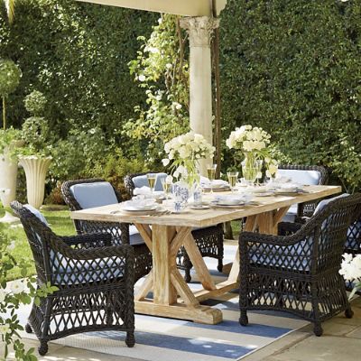 Hampton Washed Teak 7-pc. Dining Set in Black Walnut Finish | Frontgate