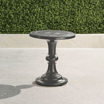 Carlisle Pedestal Side Table in Slate Aluminum | Frontgate