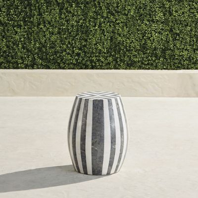 Addison Accent Stool with Polished Stone & Fiberglass Frame