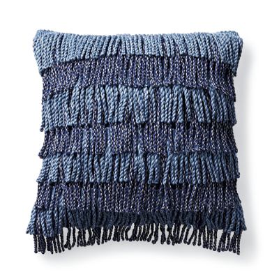 Bullion Fringe Indigo Outdoor Pillow | Frontgate