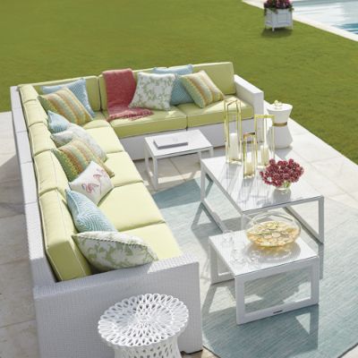 Palermo Modular Seating Collection in White Wicker | Frontgate