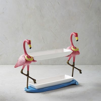 Hawaiian Flamingo Two-tier Tray Server | Frontgate