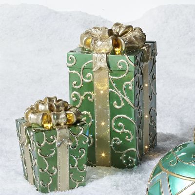 Fiber Optic LED Green Gift Box | Frontgate