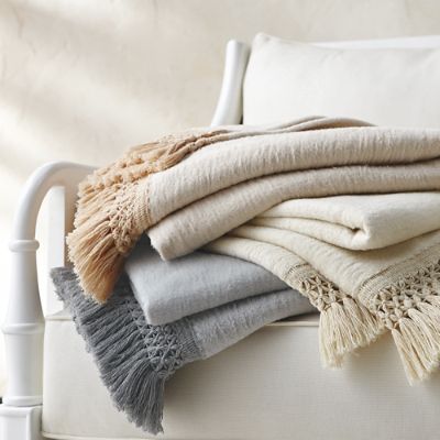 Macrame Fleece Fringe Throw | Frontgate