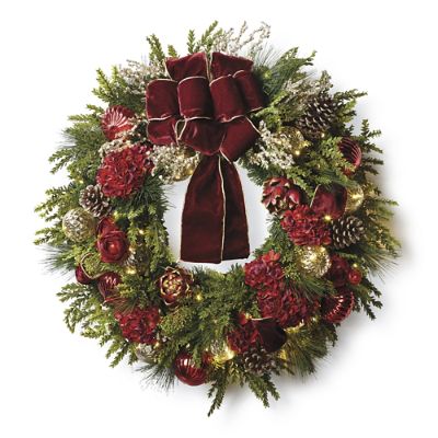 Burgundy and Gold Cordless Wreath | Frontgate