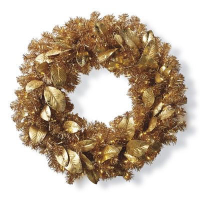 Gold Magnolia Leaf Cordless Wreath | Frontgate