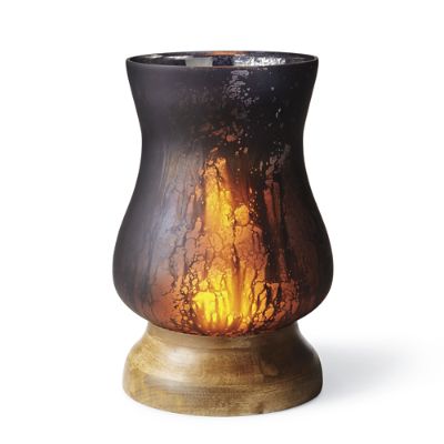 Antique Mercury Glass Hurricane with Flame Wave Module | Frontgate