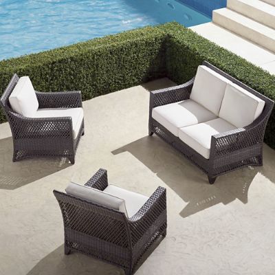 Graham 3-pc. Sofa Set with Handwoven All-Weather Wicker & Rust ...