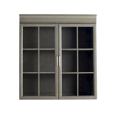 Hunter Modular Stone Gray End Cabinet with Carrara Marble Top & Oak Frame