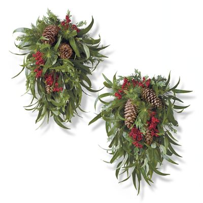 Holiday Highland 28" Teardrop Swags, Set of Two | Frontgate